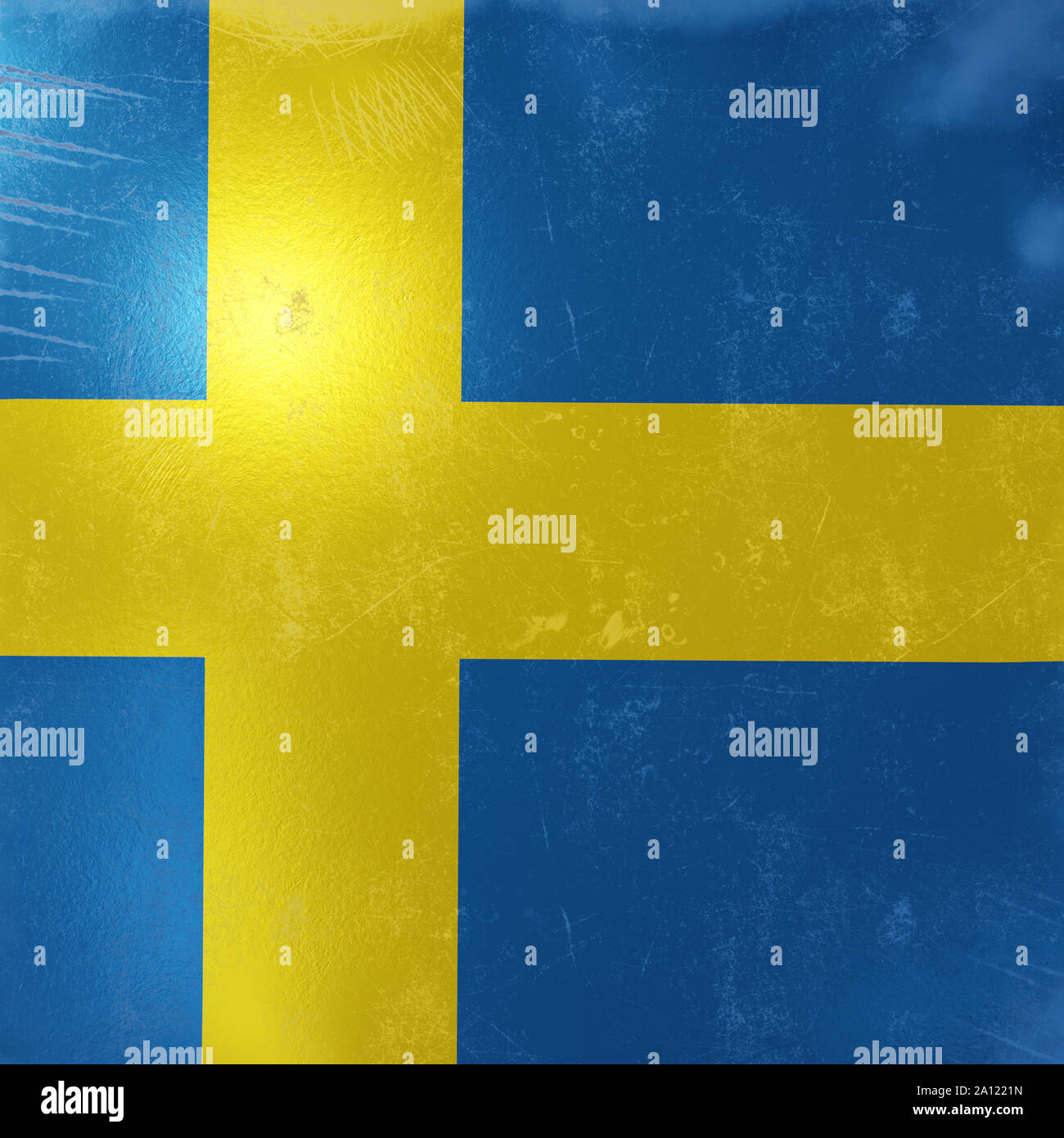 3d rendering of a rusty and old Sweden flag on a metallic surface Stock ...
