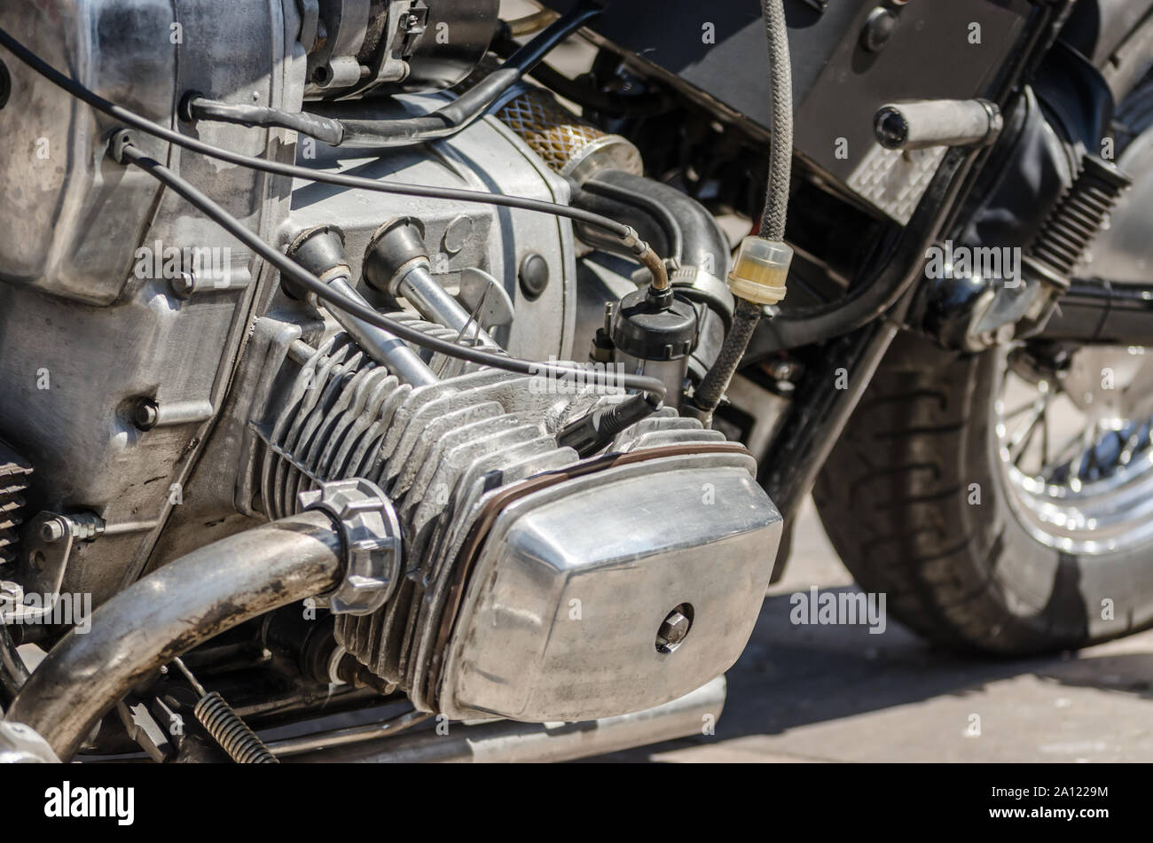 old chopper motorcycle engine closeup Stock Photo - Alamy