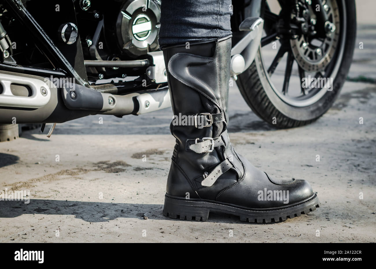 Biker leg hi-res stock photography and images - Alamy