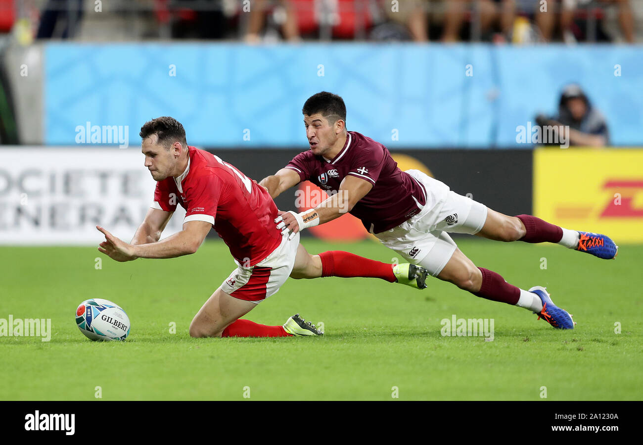 Wales' Tomos Williams scores his side's fifth try during the 2019 Rugby ...