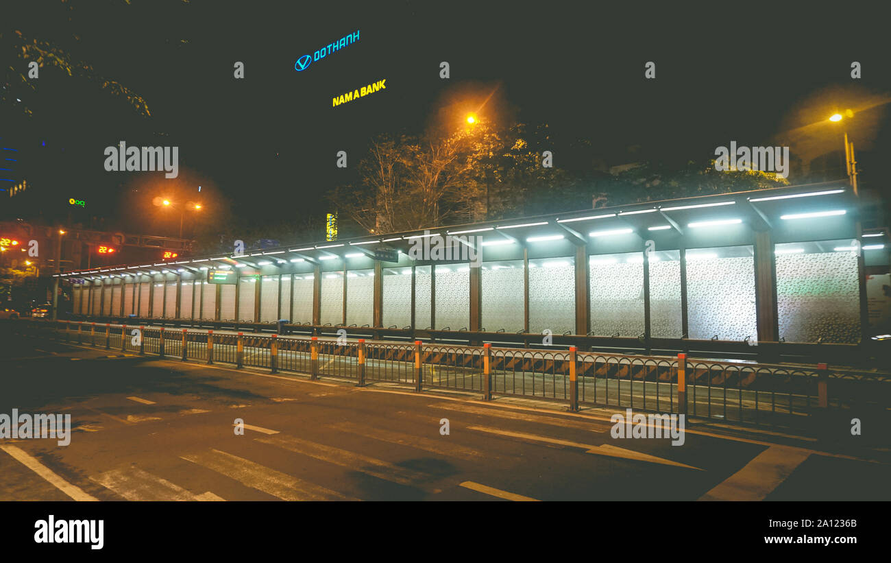 Night at the bus station Stock Photo - Alamy