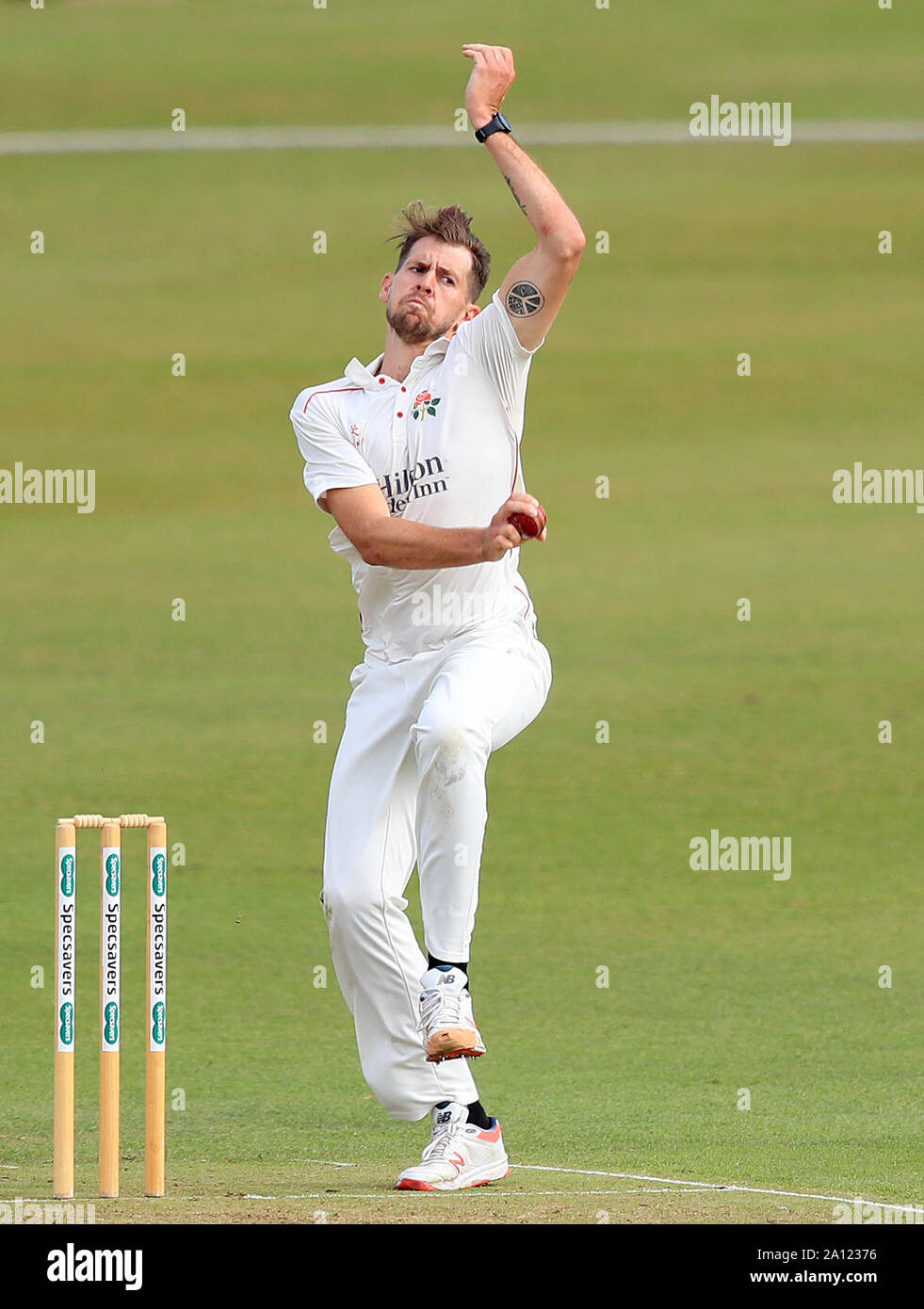 Lancashire's Tom Bailey bowls during day one of the Specsavers County ...