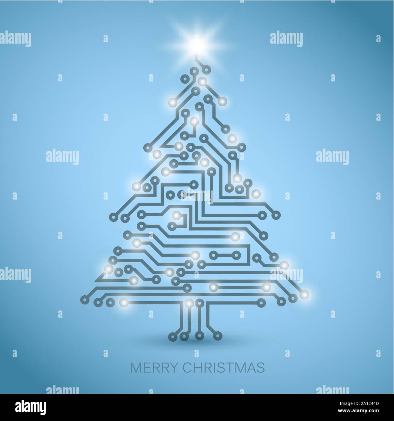 Vector christmas tree from digital electronic circuit - blue version ...