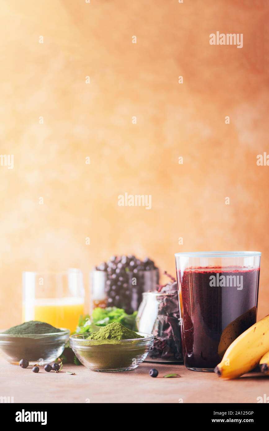 Healthy eating, alkaline diet, vegan concept. Blueberries, bilberry ...