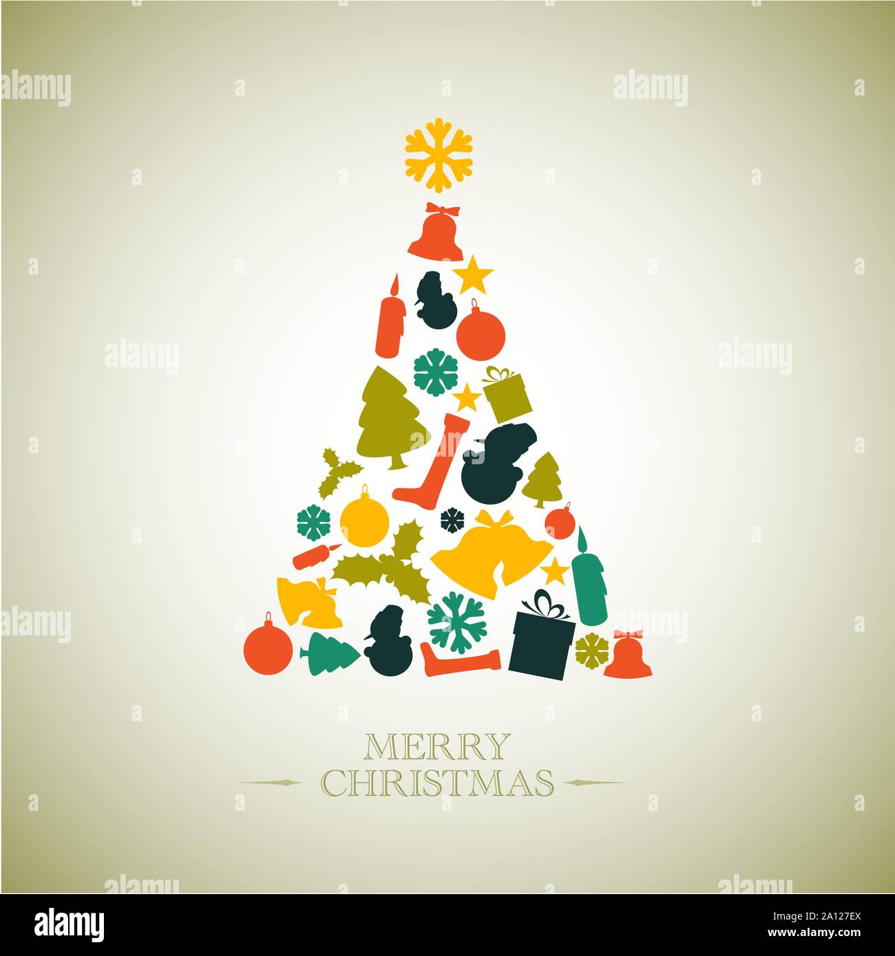 Vintage Vector christmas tree made from various shapes Stock Vector ...