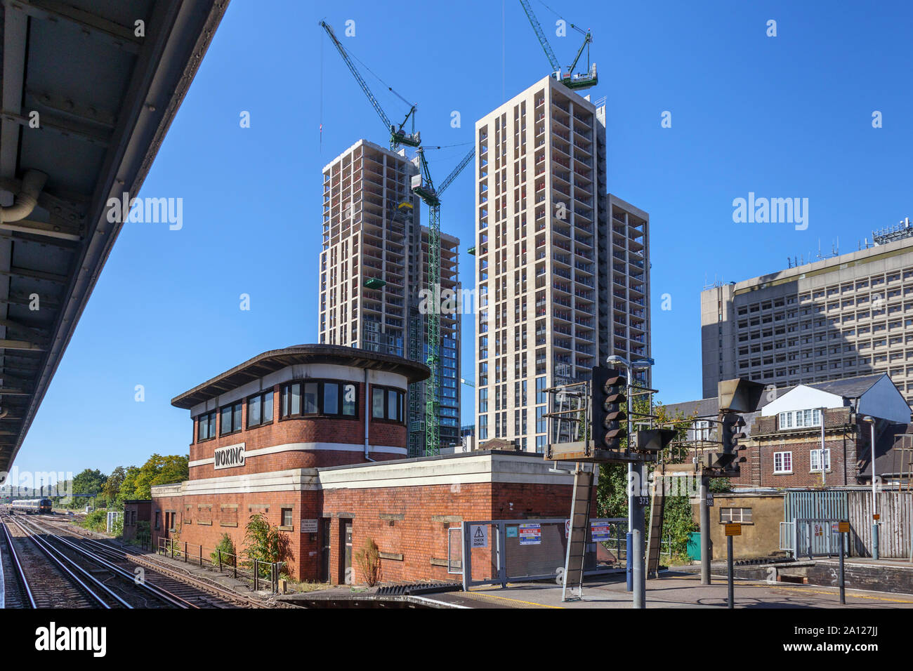 View of the new Victoria Square development over the old-fashioned red ...