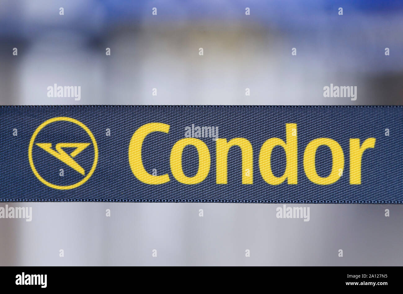 23 September 2019, Hessen, Frankfurt/Main: The logo of the Thomas Cook ...