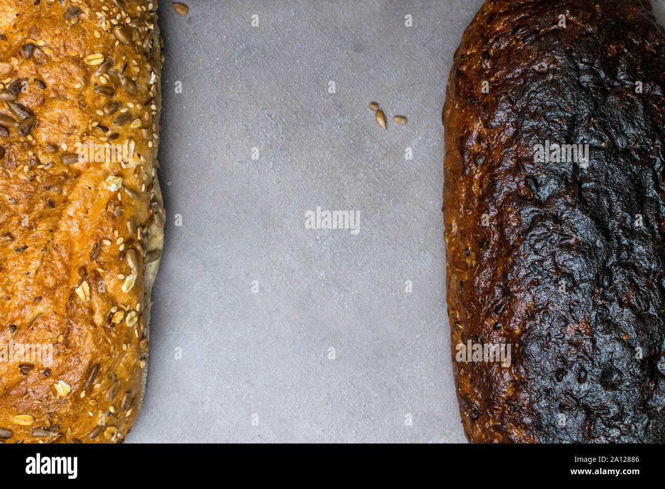 different bread loaf on grey background, mix fresh bread Stock Photo ...