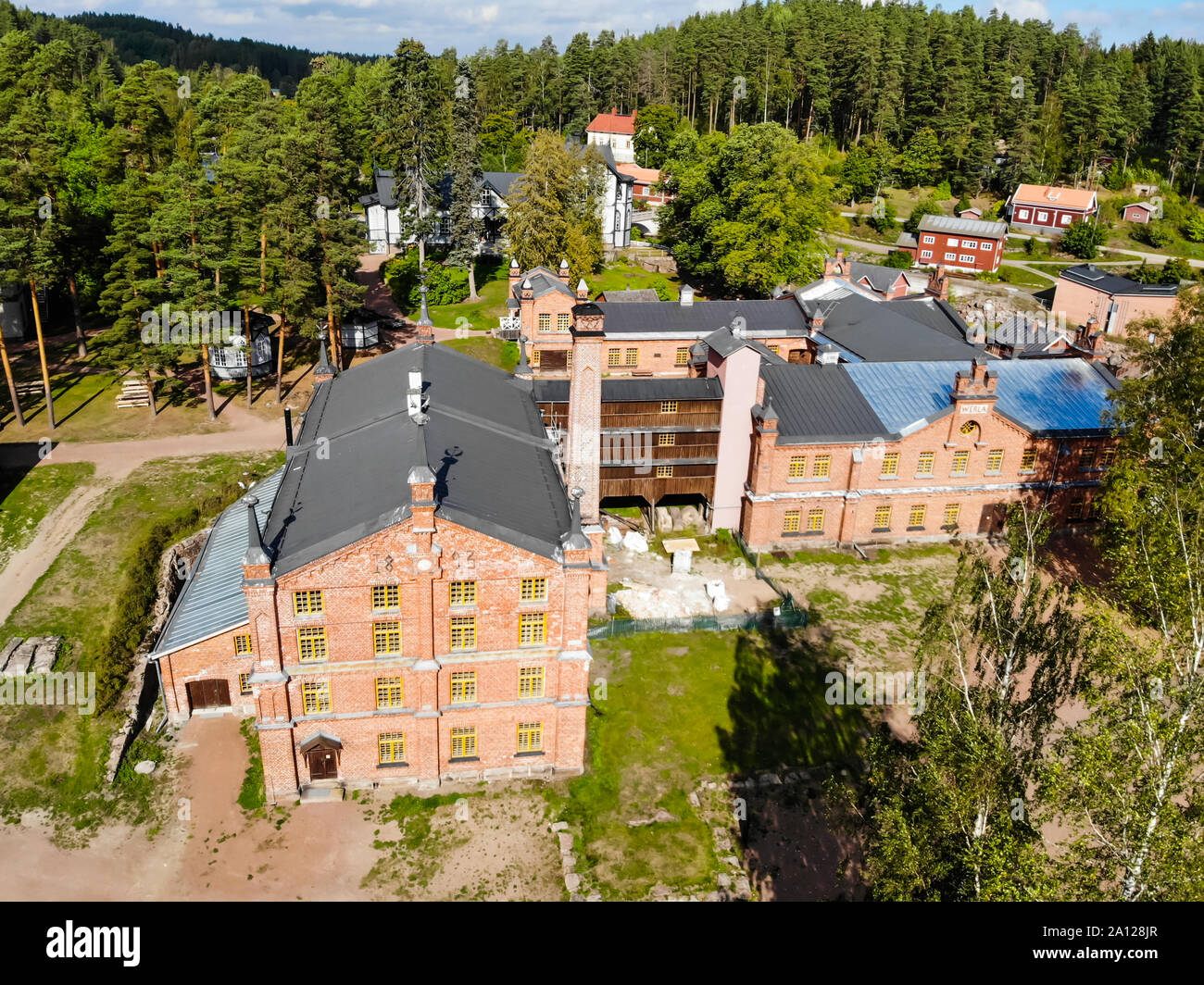 Kouvola, Finland - 2 September 2019: Aerial photo of Verla Mill museum ...