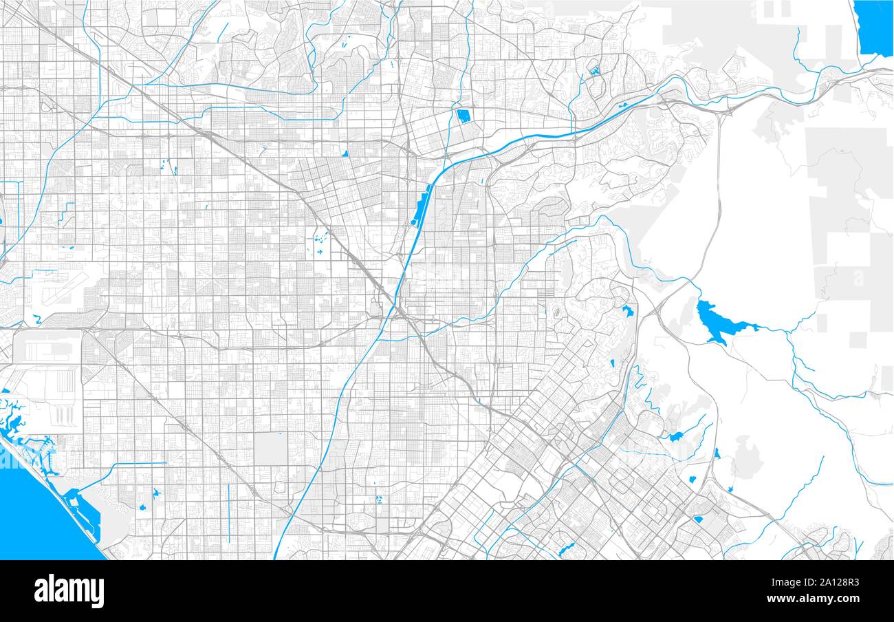 Rich detailed vector area map of Orange, California, USA. Map template ...