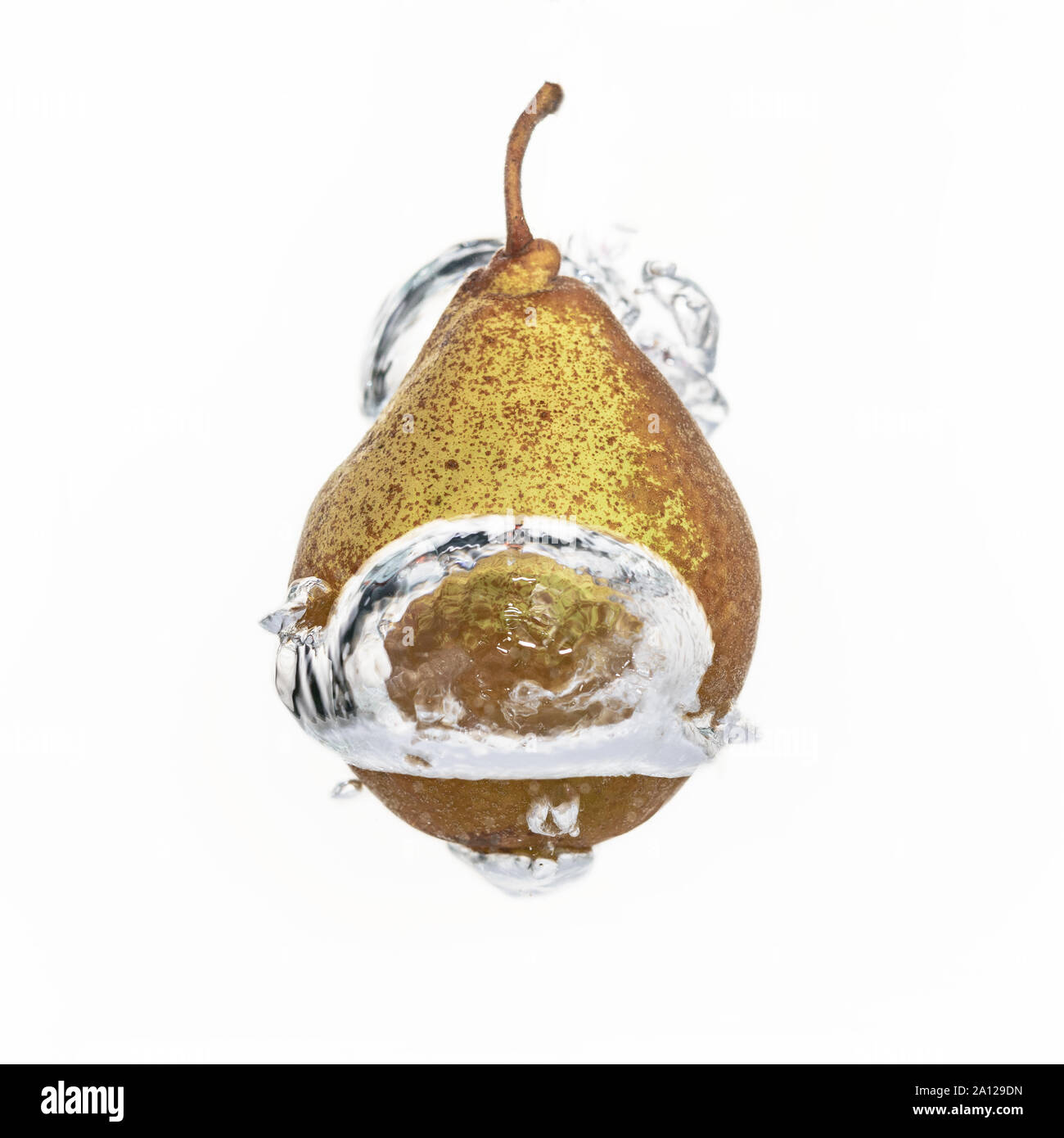 Beautiful fresh pear in water bubble white background Stock Photo - Alamy