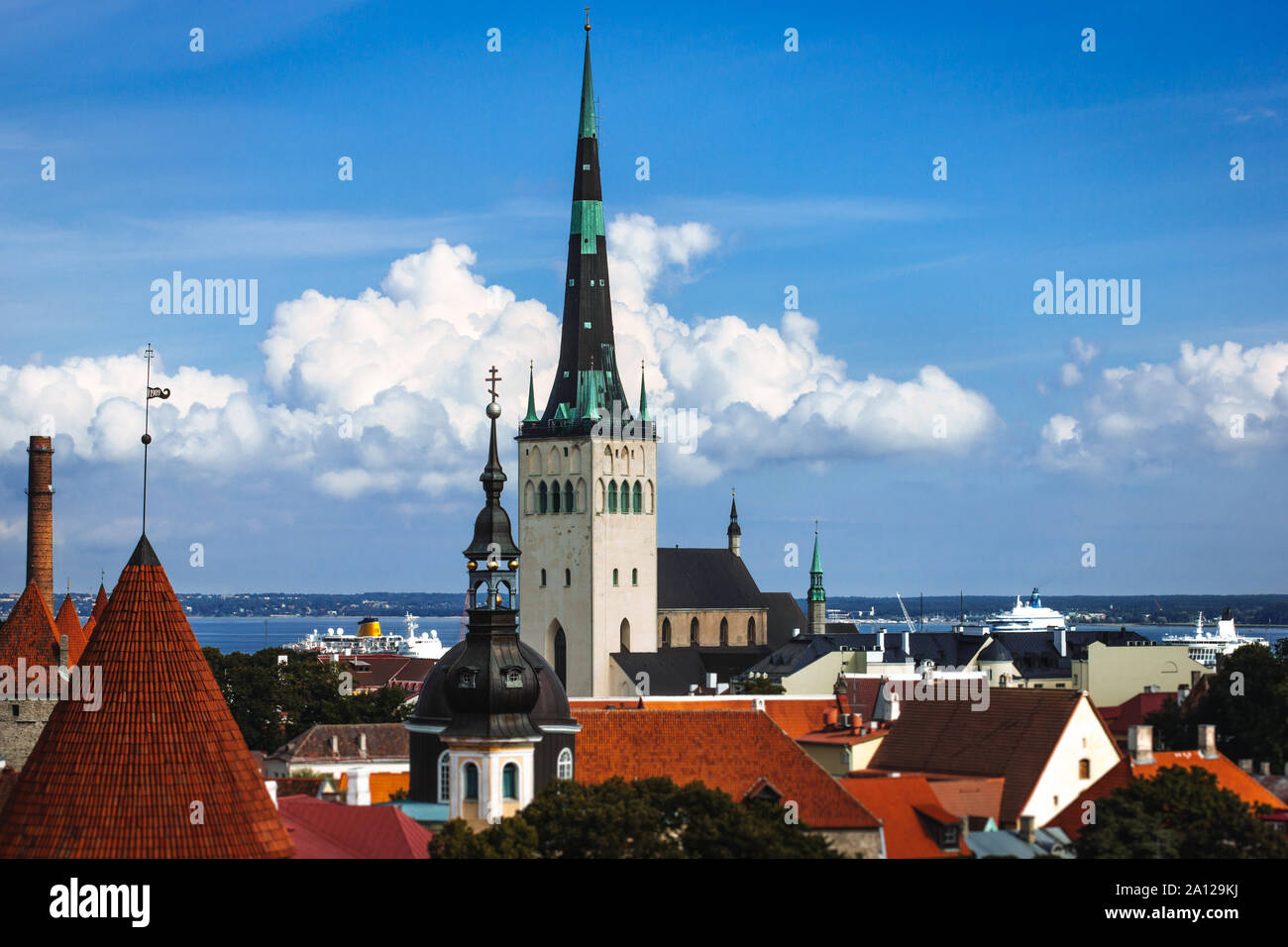 Tallinn Old Town on Toompea Hill, Estonia, panoramic view with ...