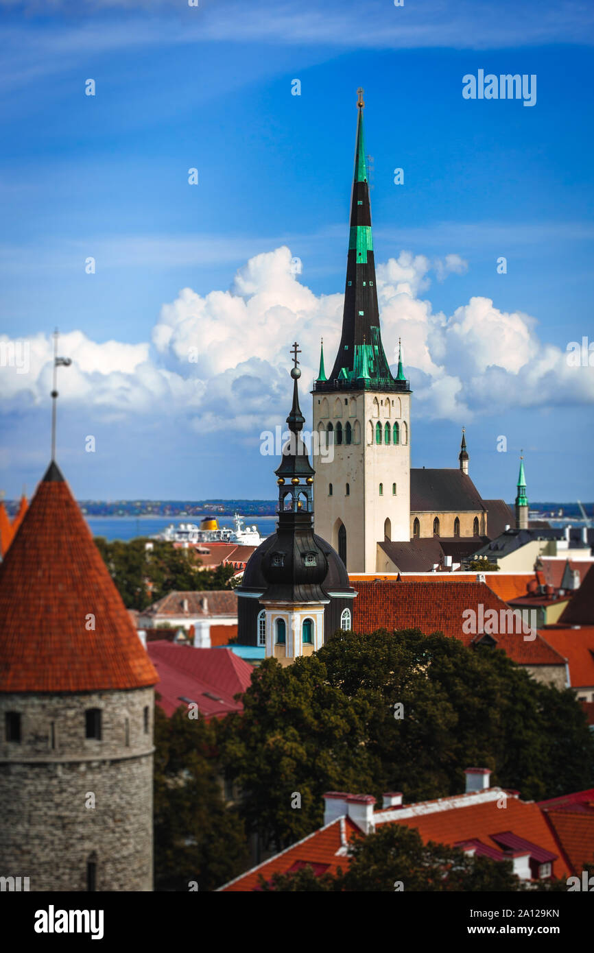 Tallinn Old Town on Toompea Hill, Estonia, panoramic view with ...