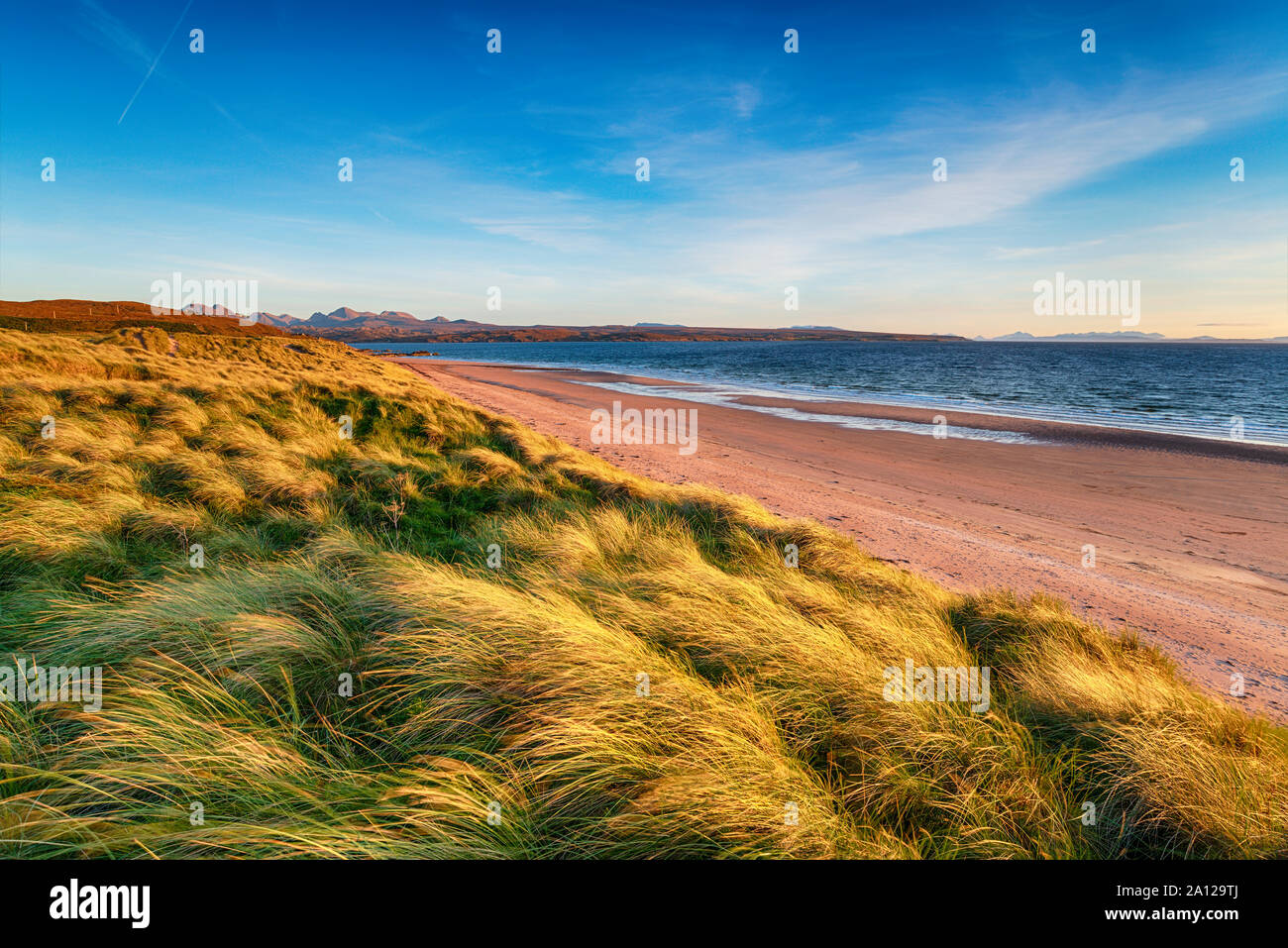 Sand dunes on a windy day Big Sand Beach at Gairloch in the Highlands ...