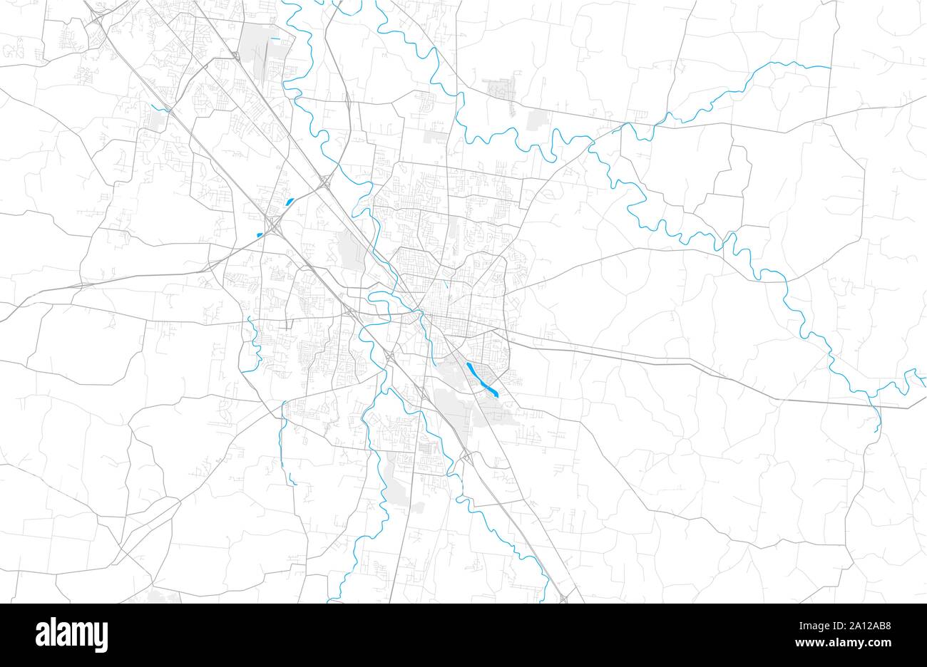 Rich detailed vector area map of Murfreesboro, Tennessee, USA. Map ...