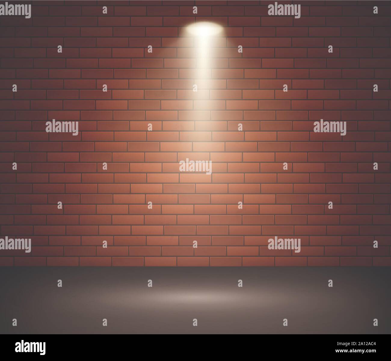 Spotlight against brick wall. Empty Studio decorated brick wall and ...