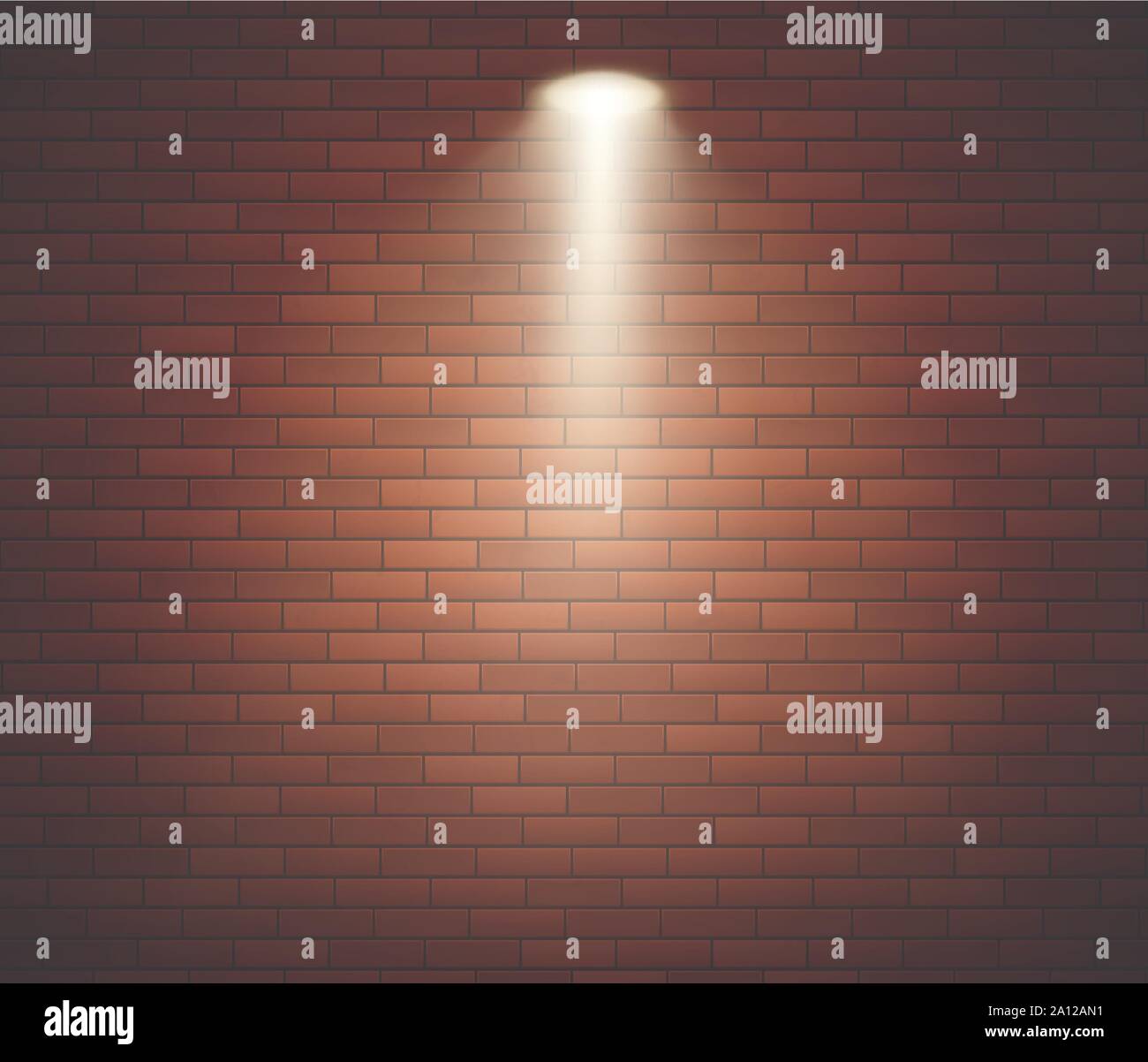 Spotlight against brick wall. Empty Studio decorated brick wall and ...