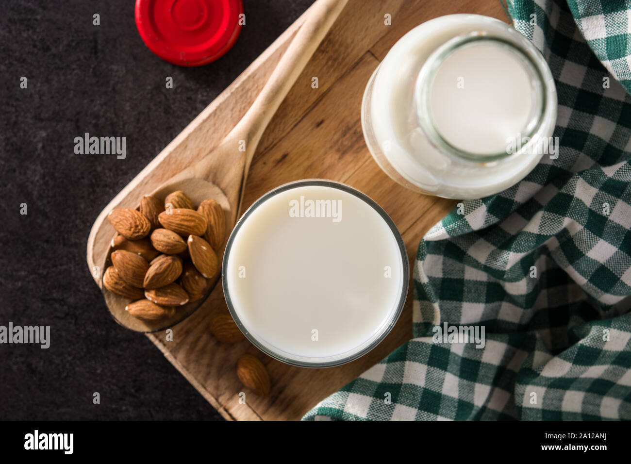 Milk bottle glass red top hi-res stock photography and images - Alamy