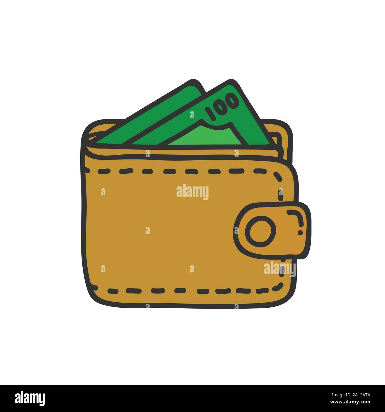 Wallet Icon in trendy flat style isolated on grey. Leather wallet with ...