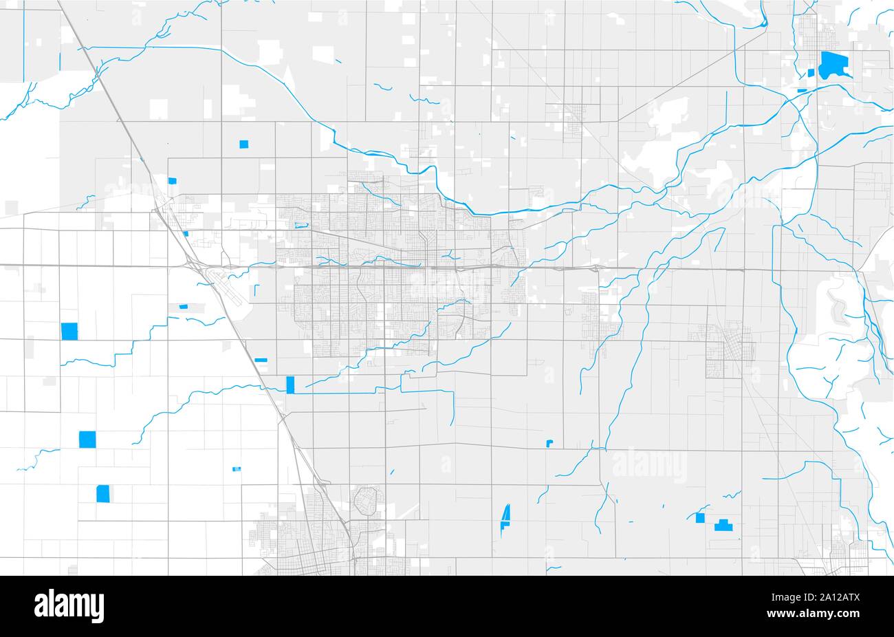Rich detailed vector area map of Visalia, California, USA. Map template ...