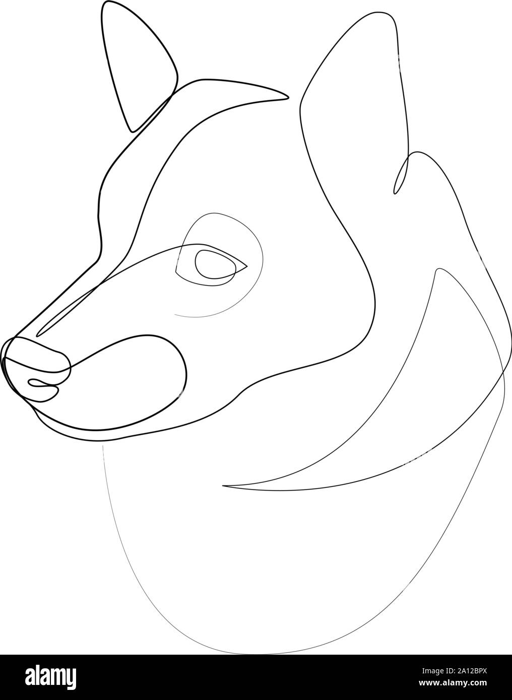 Continuous line Shiba Inu. Single line minimal style dog vector ...