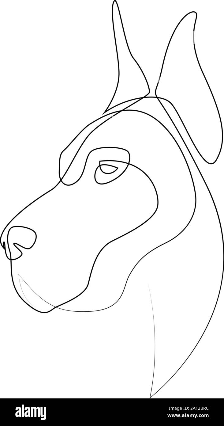 Continuous line Great Dane. Single line minimal style dog vector ...