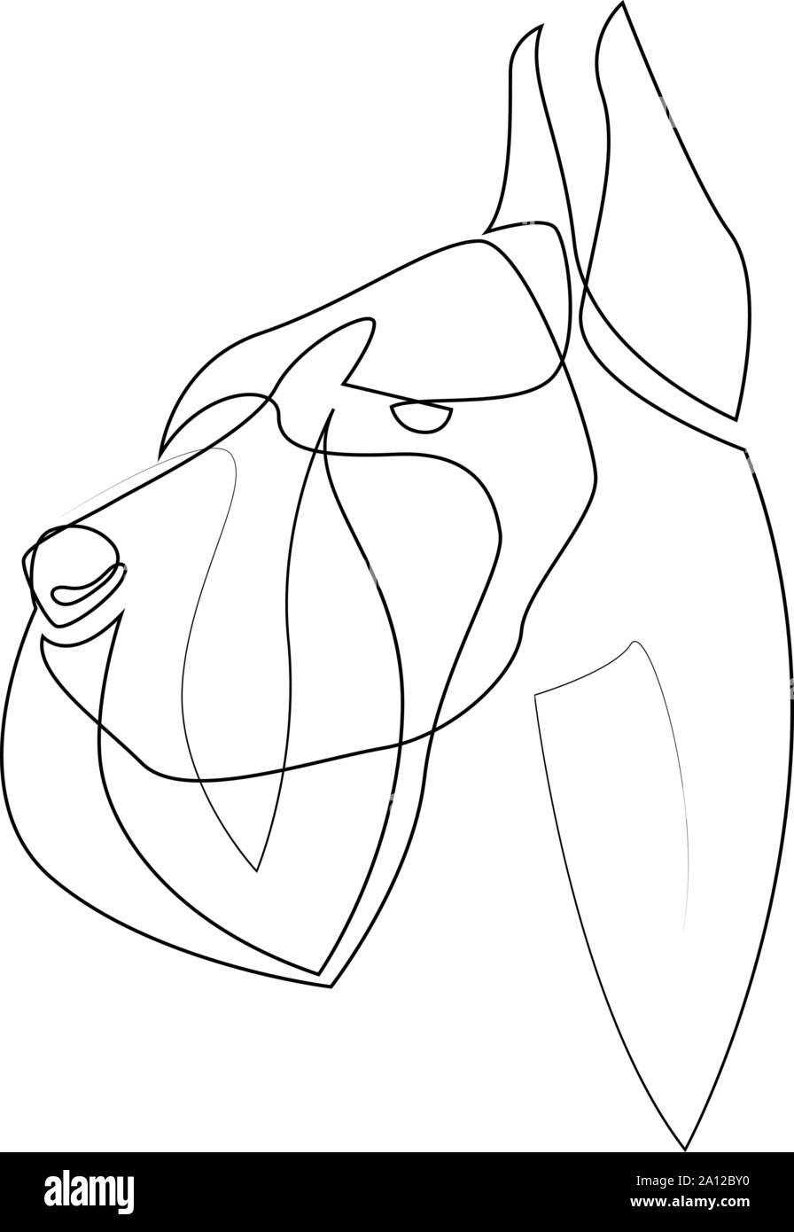 Continuous line Giant Schnauzer. Single line minimal style ...