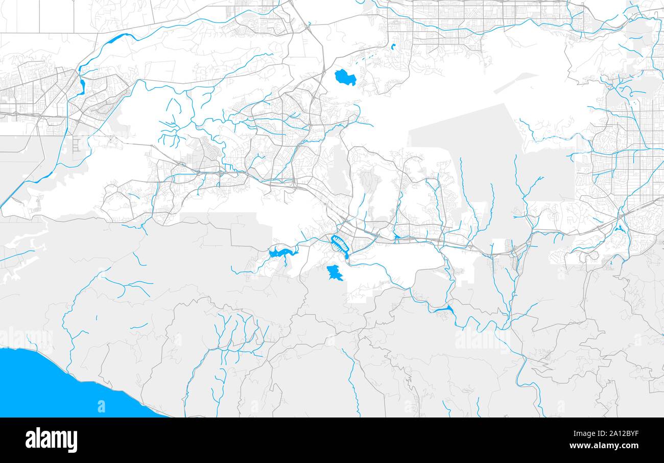 Rich detailed vector area map of Thousand Oaks, California, USA. Map ...