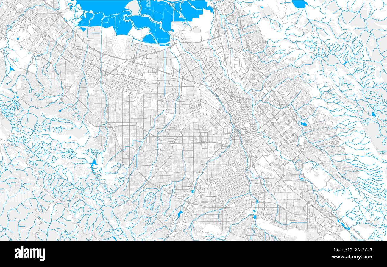Rich detailed vector area map of Santa Clara, California, USA. Map ...
