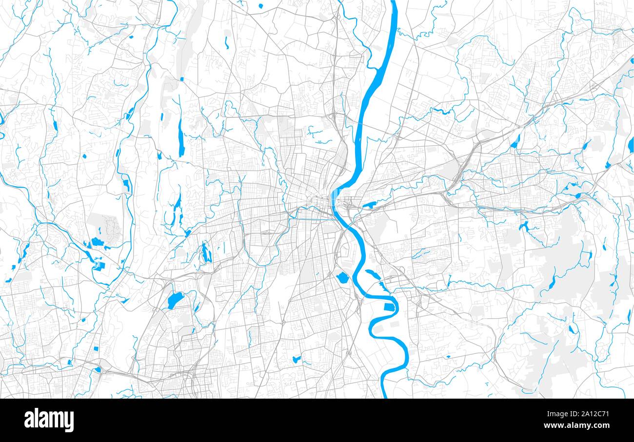 Rich detailed vector area map of Hartford, Connecticut, USA. Map ...