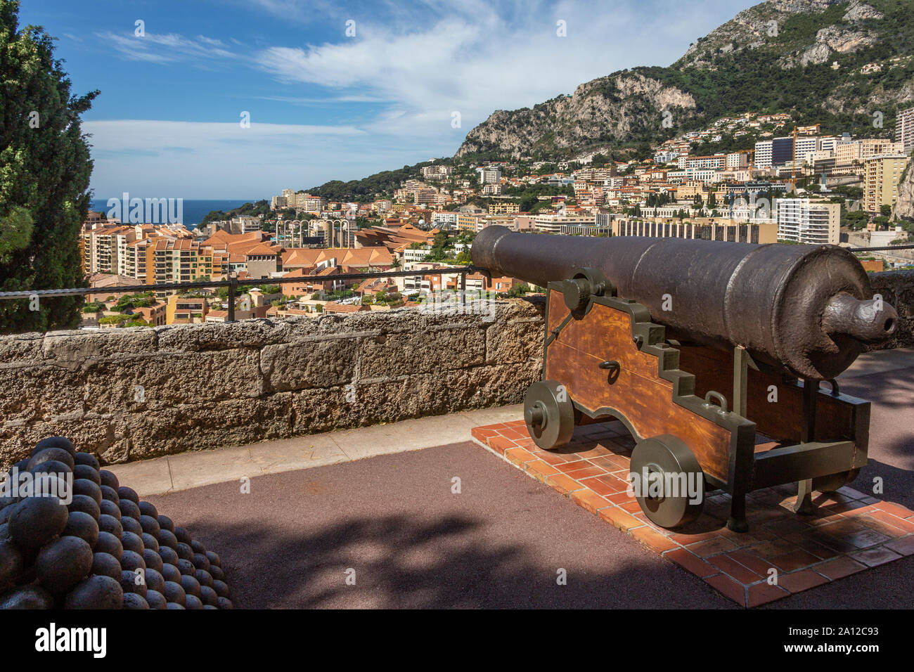 View from the Royal Palace in the Principality of Monaco on the French ...