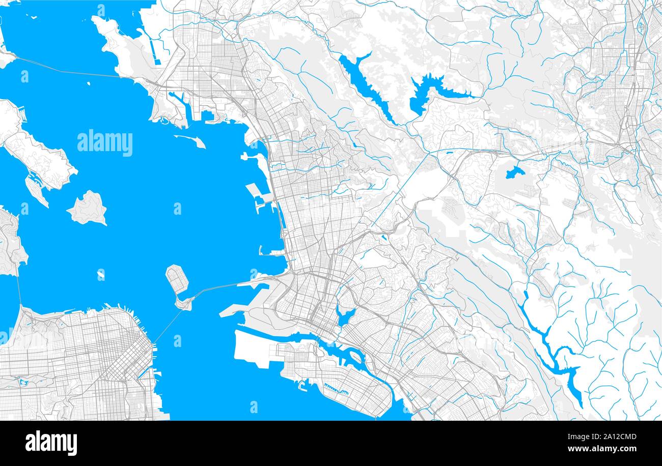 Rich detailed vector area map of Berkeley, California, USA. Map ...