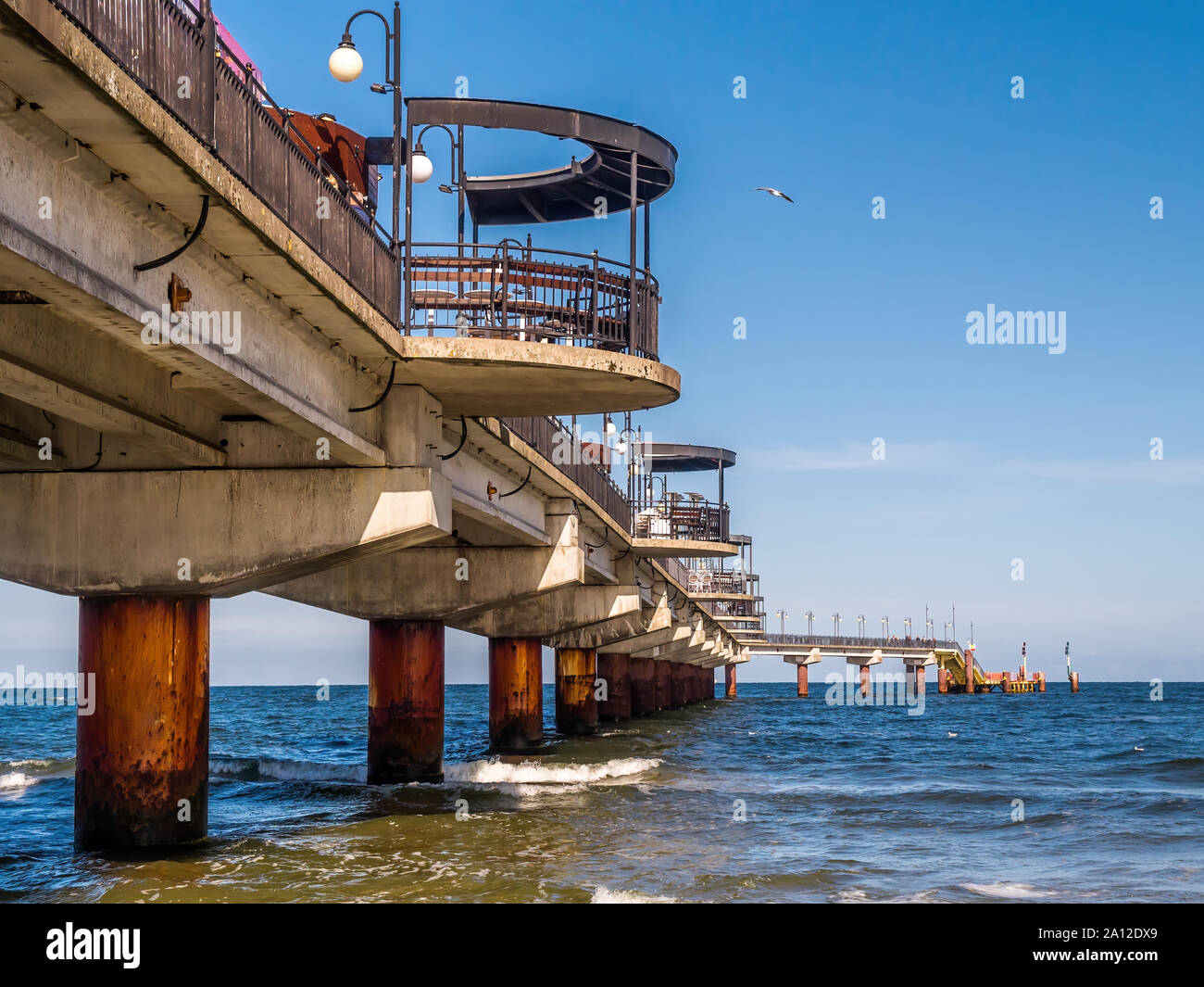 Miedzyzdroje Pier. The pier is 395 metres long, stretching out into the Baltic Sea from the ...