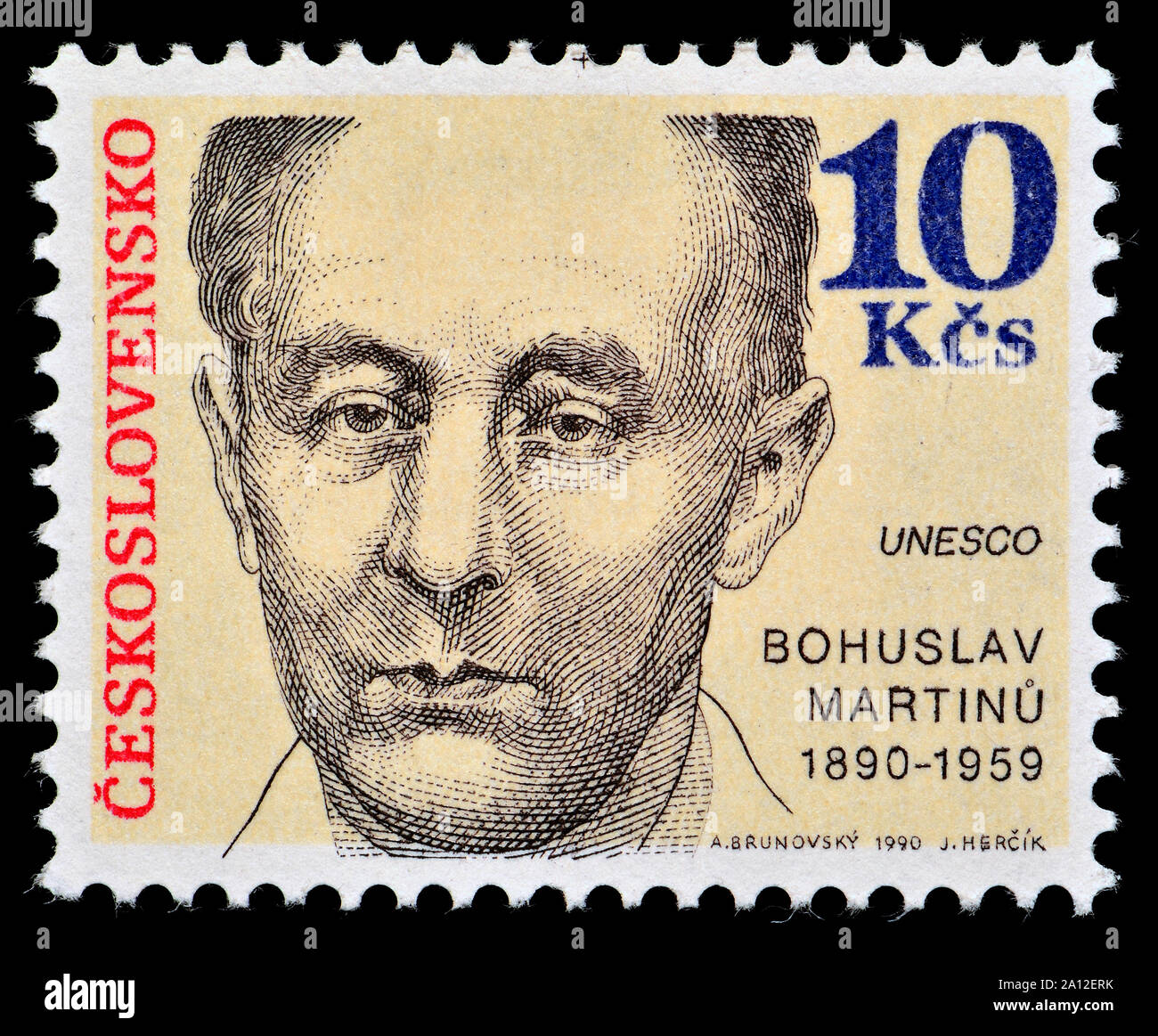Czechoslovakian postage stamp (1990) : Bohuslav Martinu (1890-1959 ...