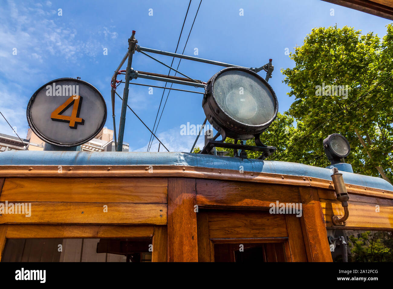 The vintage train from Soller to Palma de Mallorca Stock Photo - Alamy