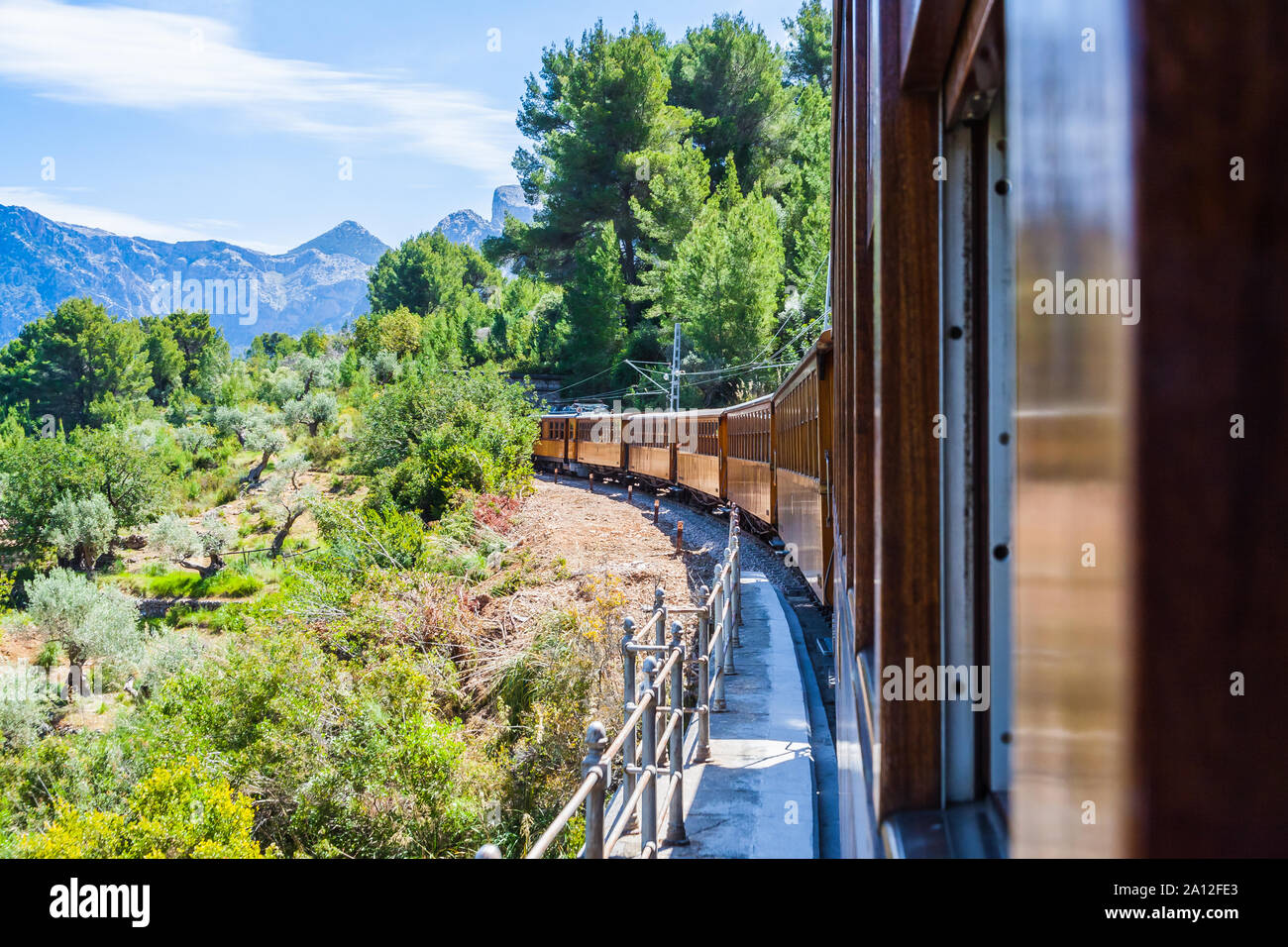 The vintage train from Soller to Palma de Mallorca Stock Photo - Alamy