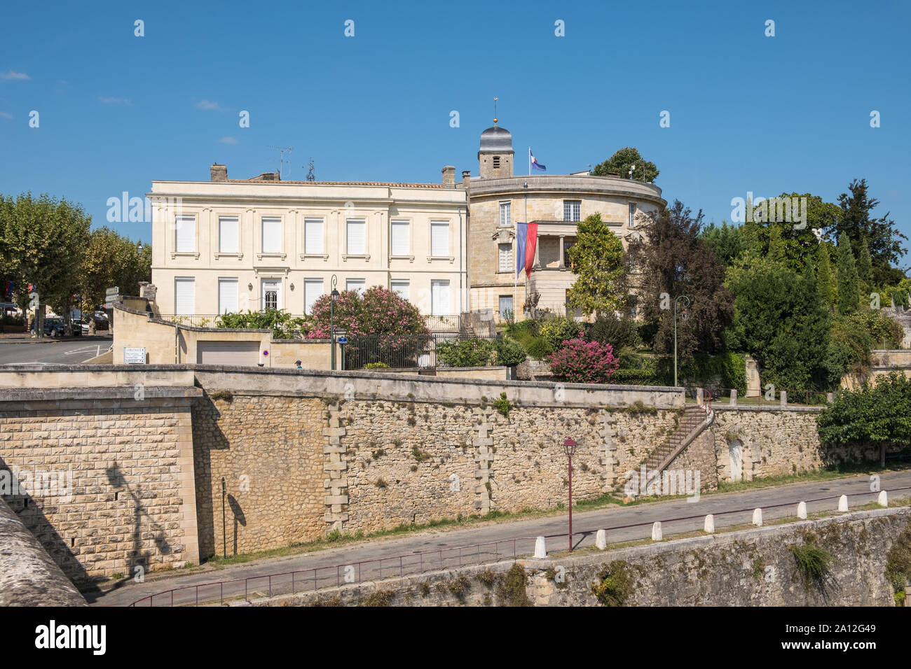 The historic town of Castillon La Bataille in the Gironde Department of ...