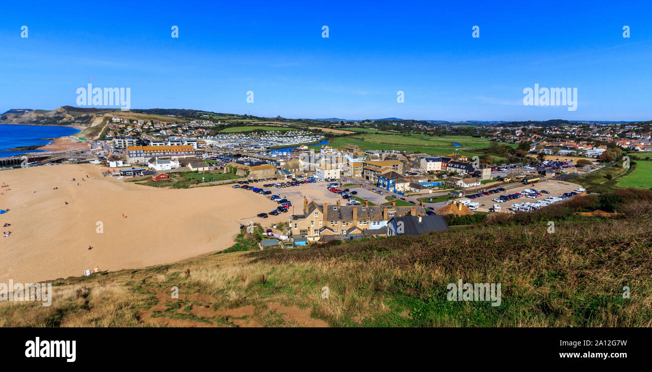 west bay coast resort, jurassic coast, crumbling sandstone cliffs ...