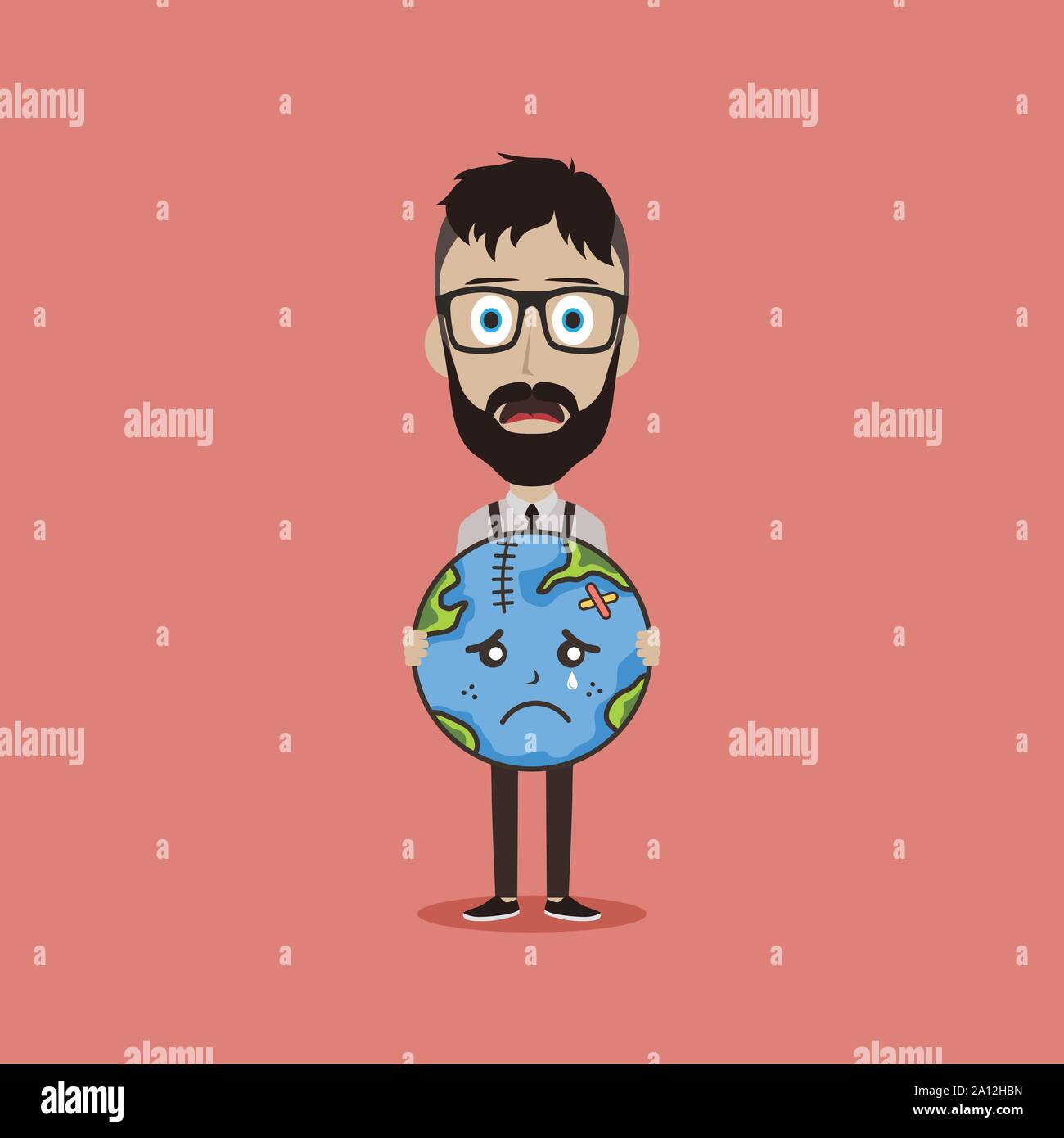 save our planet earth campaign male guy holding sign theme vector Stock ...