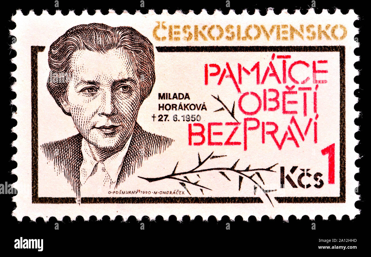 Czechoslovakian postage stamp (1990) : Milada Horáková (1901-1950 ...
