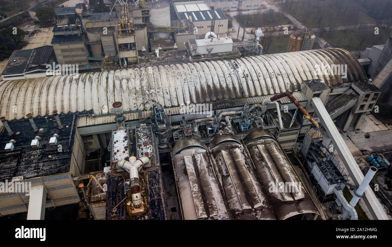 Drone view of an abandoned factory in Italy Stock Photo - Alamy