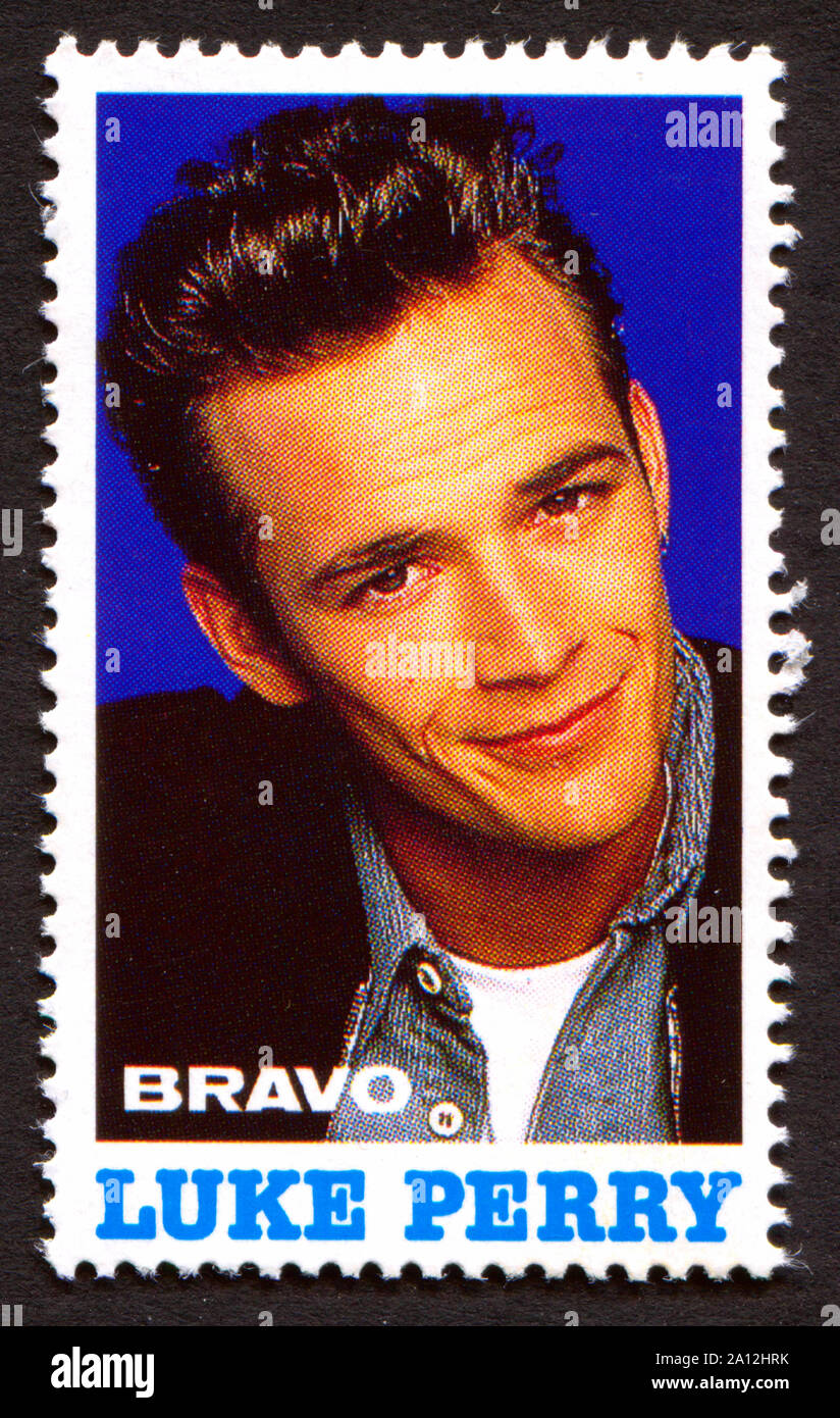Luke Perry on a vintage postage stamp by Bravo from early 1980s Stock ...