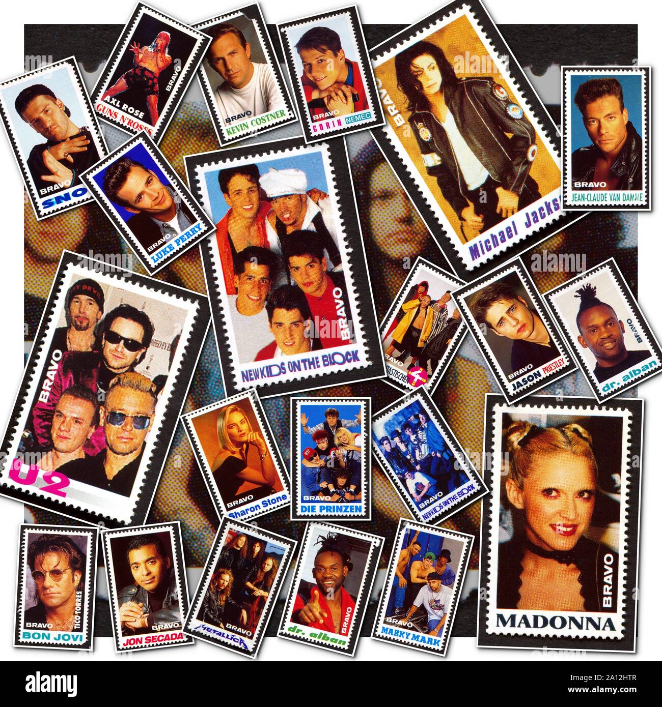 Collage with popular vintage entertainment celebrities Stock Photo - Alamy