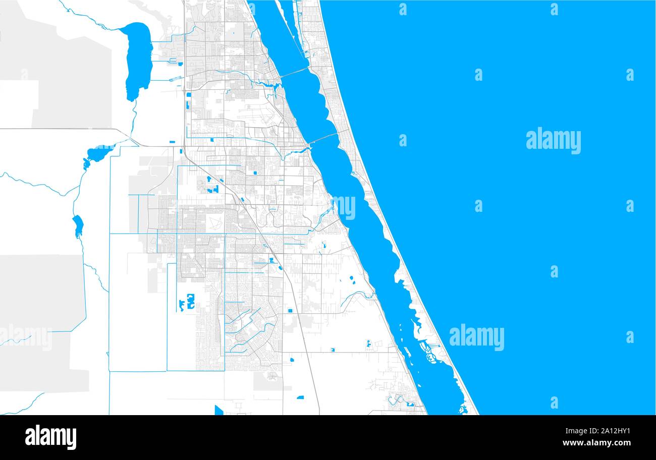 Rich detailed vector area map of Palm Bay, Florida, USA. Map template ...