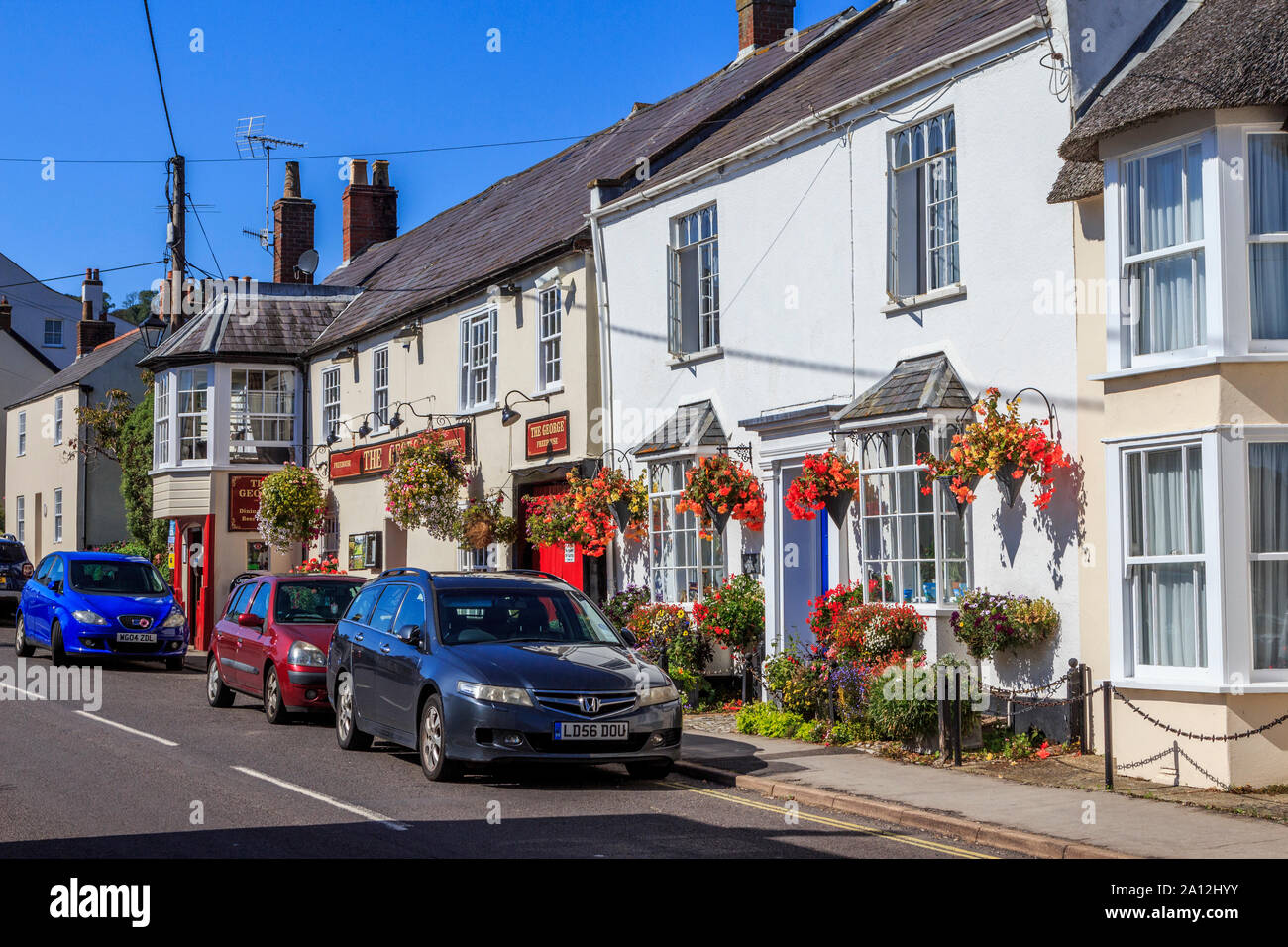 charmouth seaside resort town centre scenic high street, fossil hunting ...