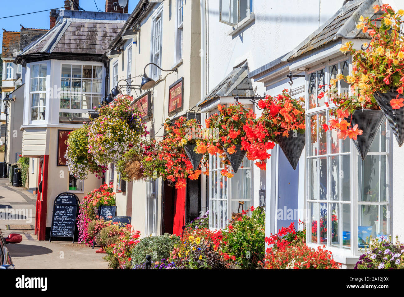 charmouth seaside resort town centre scenic high street, fossil hunting ...