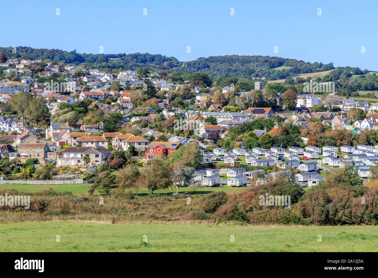 charmouth seaside resort, crumbling cliff strata, fossil hunting, south ...