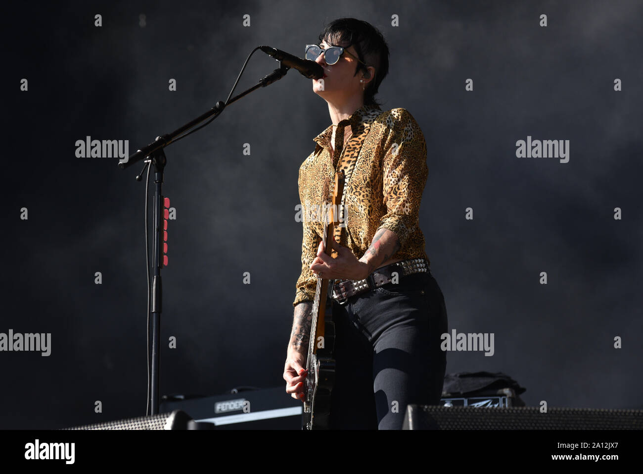 American punk rock band The Distillers performing on the Main Stage at ...