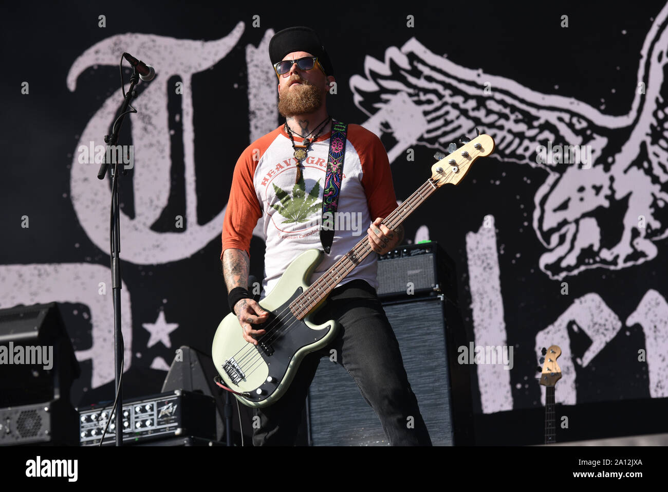 American punk rock band The Distillers performing on the Main Stage at ...