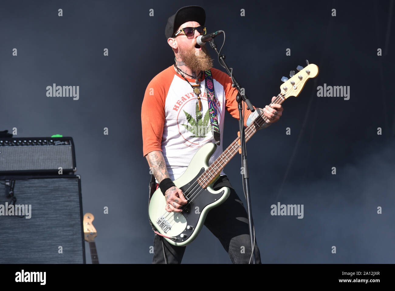 American punk rock band The Distillers performing on the Main Stage at ...